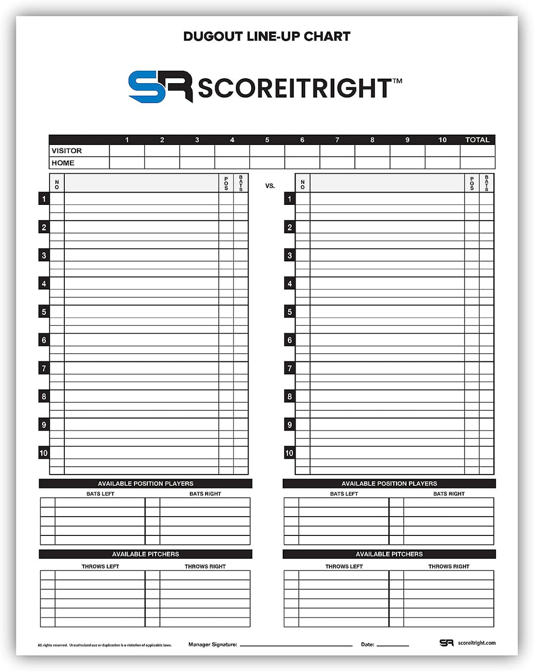 Dugout Lineup Charts – Score It Right