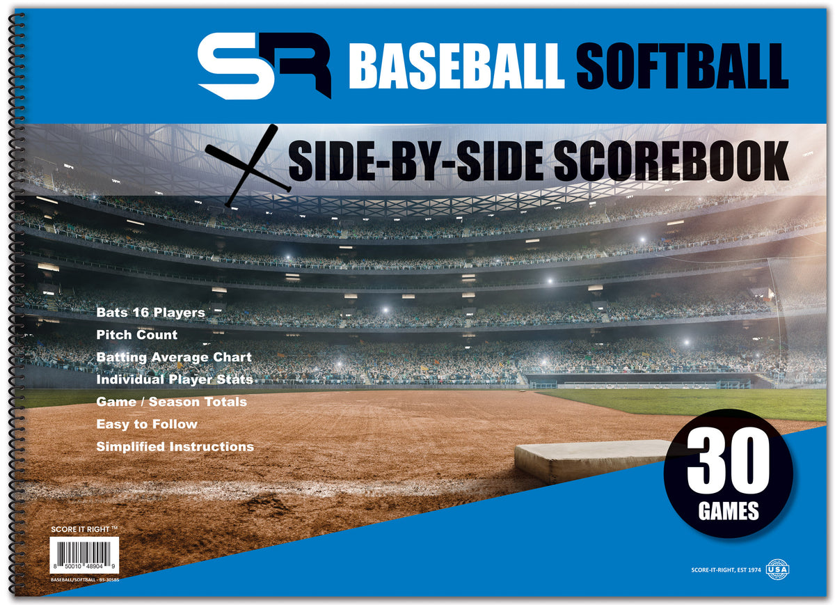 Side-By-Side Baseball & Softball Scorebook – 30 Game Large 16″ × 11.5 ...
